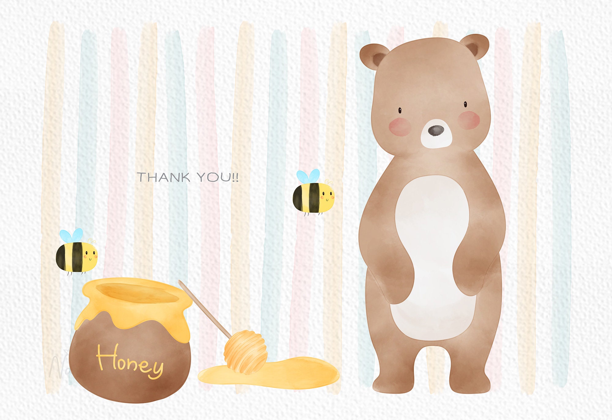 Honey Bear Watercolor Clip Art/ Baby Bear Clipart/ Honey - Etsy