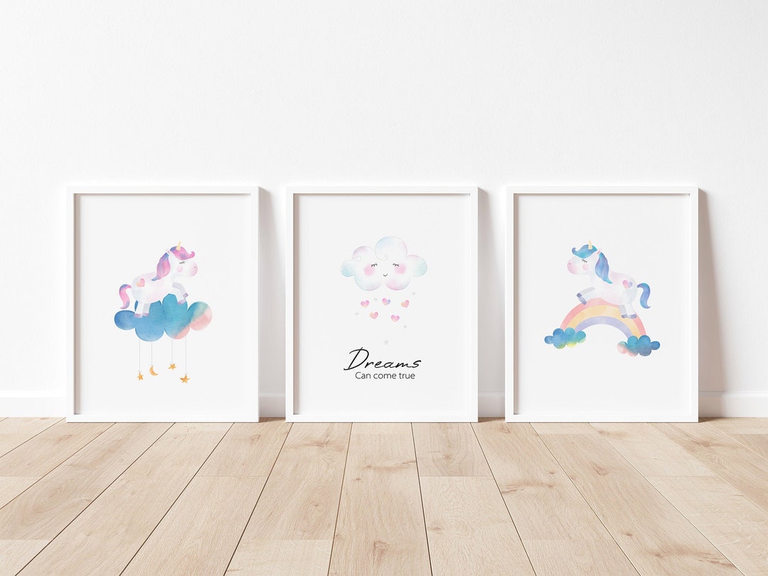 3 Piece Wall Art/ Unicorn Wall Art/ Rainbow Decor/ Rainbow Wall Art ...