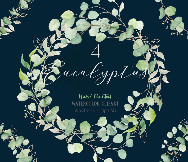 Watercolor Eucalyptus Wreath Clipart Greenery Wreath Png Watercolor ...
