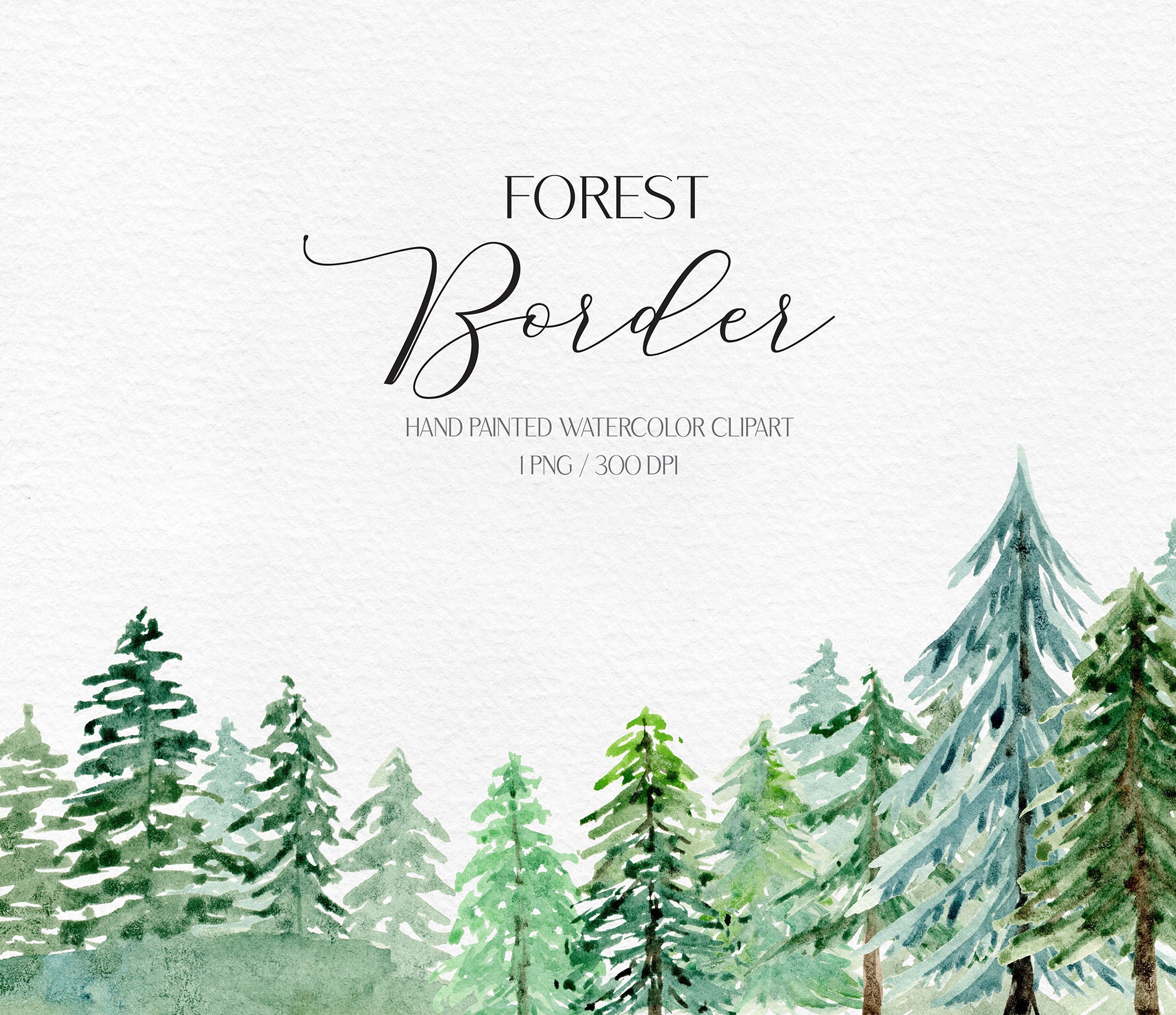 Watercolor Forest Digital Border Clipart Nature Clipart - Etsy