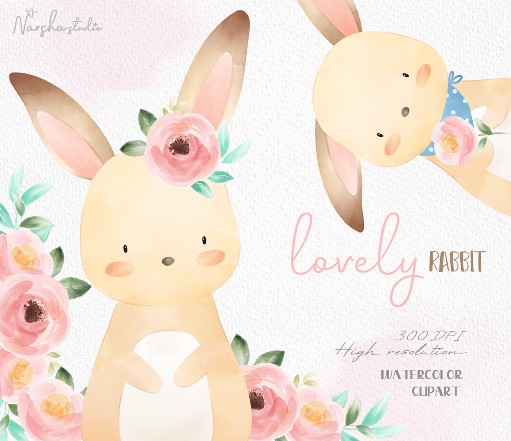 Baby Rabbit Watercolor Clip Art/ Bunny Watercolor/ Baby Rabbit - Etsy