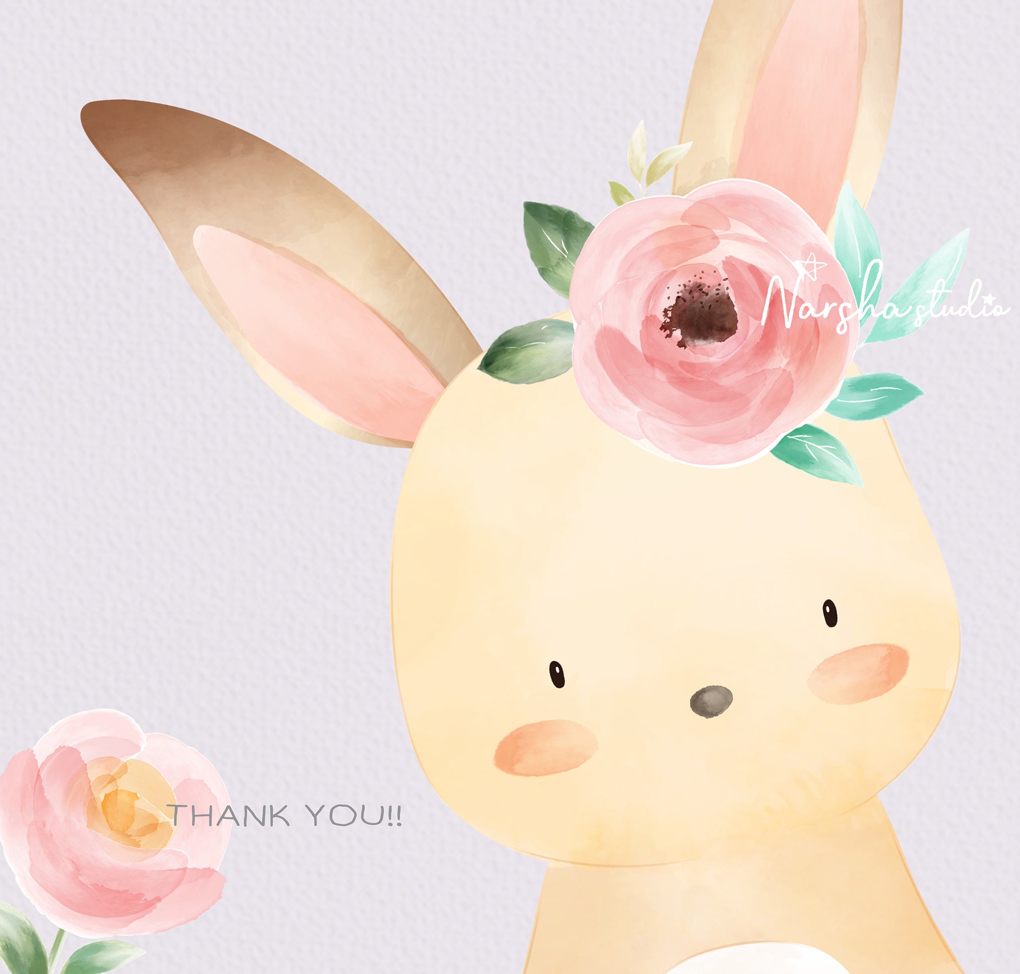 Rabbit Watercolor Clip Art/ Easter Bunny/ Easter Printable/ - Etsy