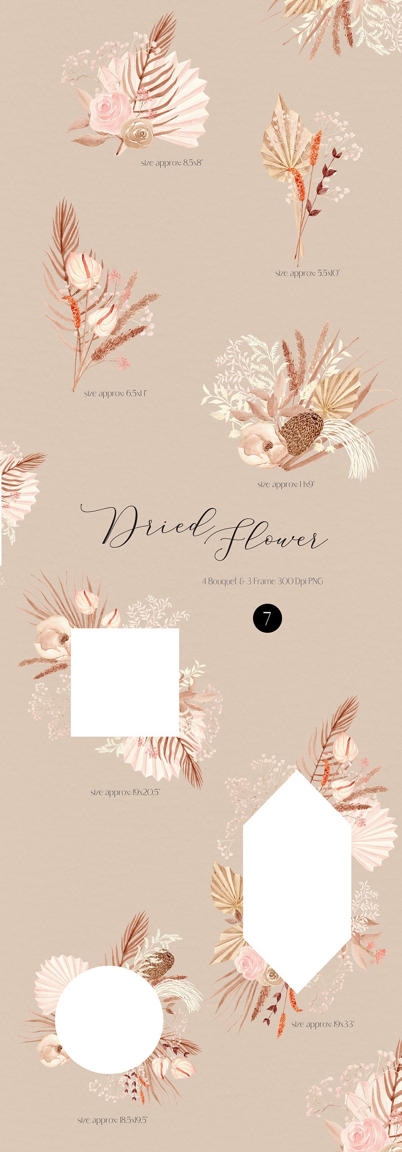 Watercolor Dried Flower Clipart Boho Flower Clipart Boho - Etsy