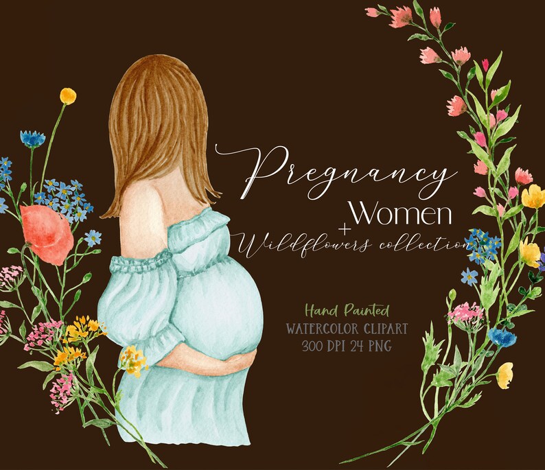 Watercolor Pregnancy Clipart Newborn Clipart Baby Shower | Etsy