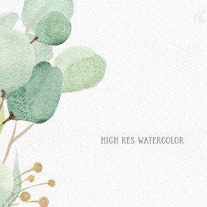 Watercolor Eucalyptus Clipart Greenery Clipart Green and Gold ...