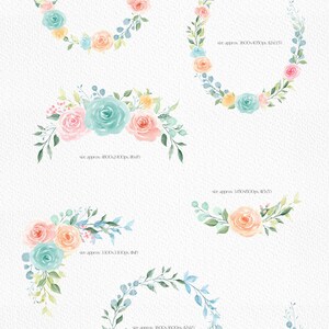 Mint Flowers Clipart Rose Flower Wreath Png Wreath Frame Watercolor ...