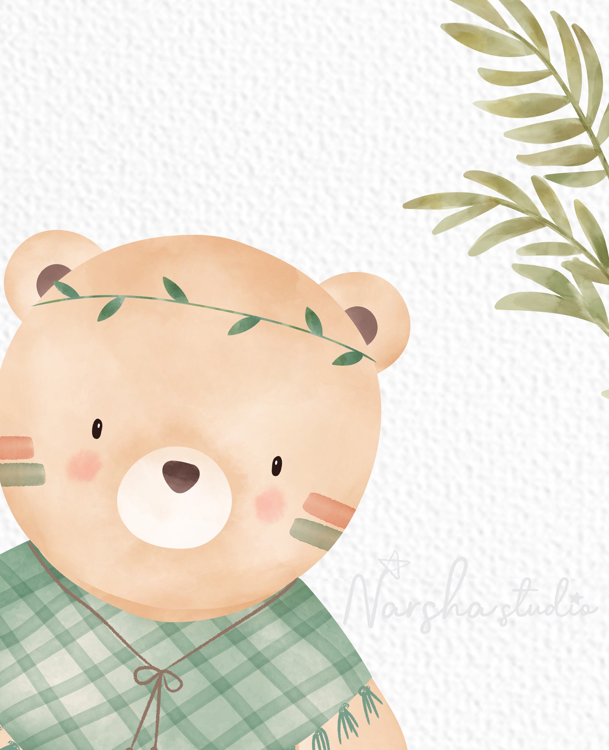 Boho Teddy Bear Watercolor Clip Art/ Boho Nursery Clipart/ | Etsy