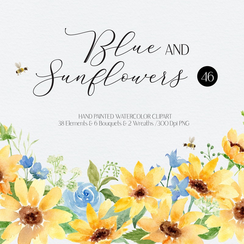 Watercolor Sunflower - Etsy