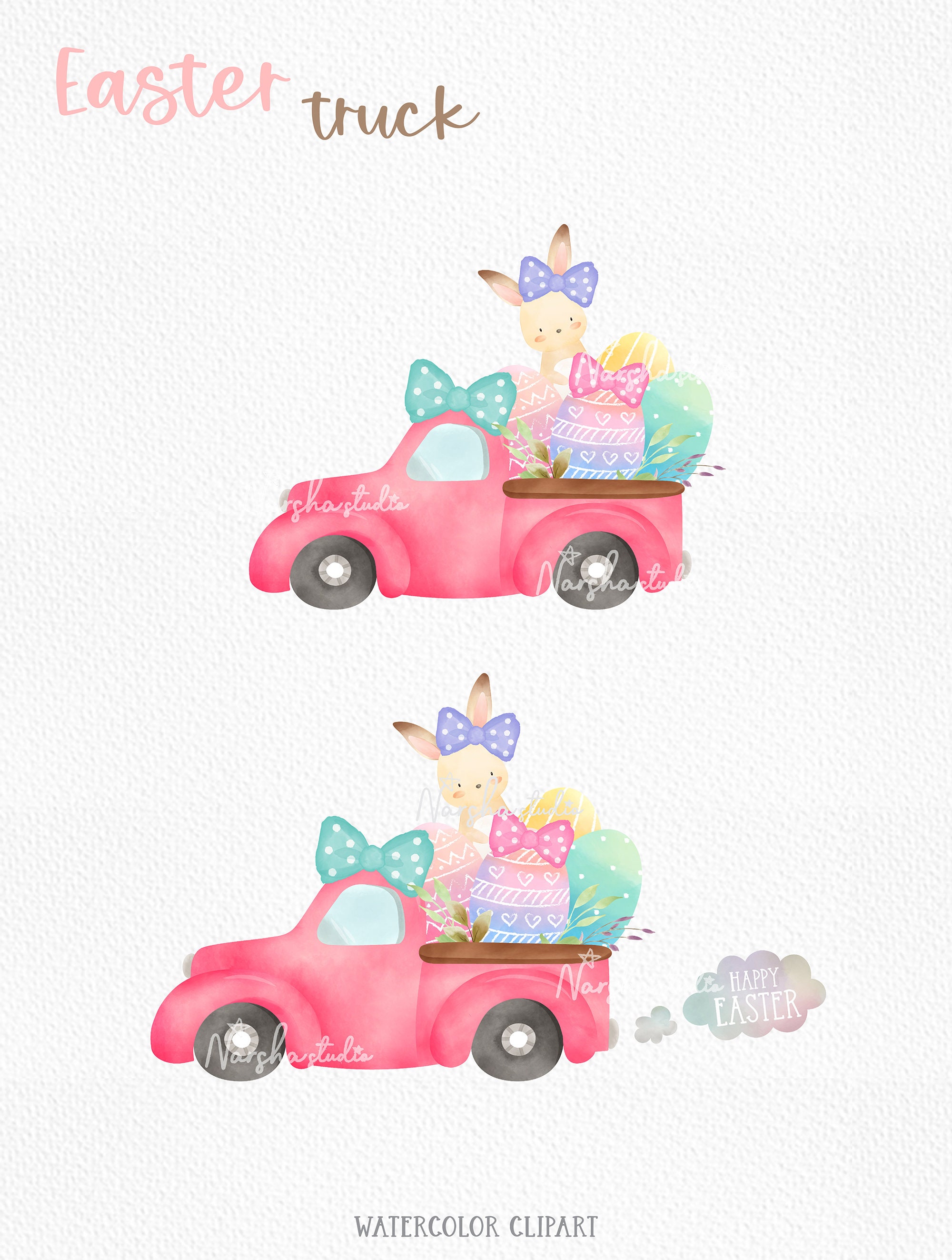 Easter Truck Watercolor Clip Art/ Happy Easter Png/ Easter Truck Png ...