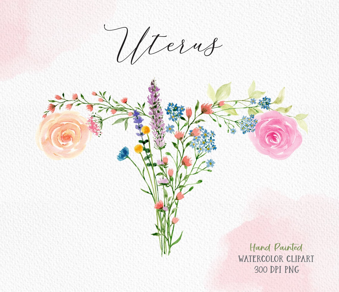 Anatomical Uterus Flower Watercolor Clipart Medicine Poster - Etsy