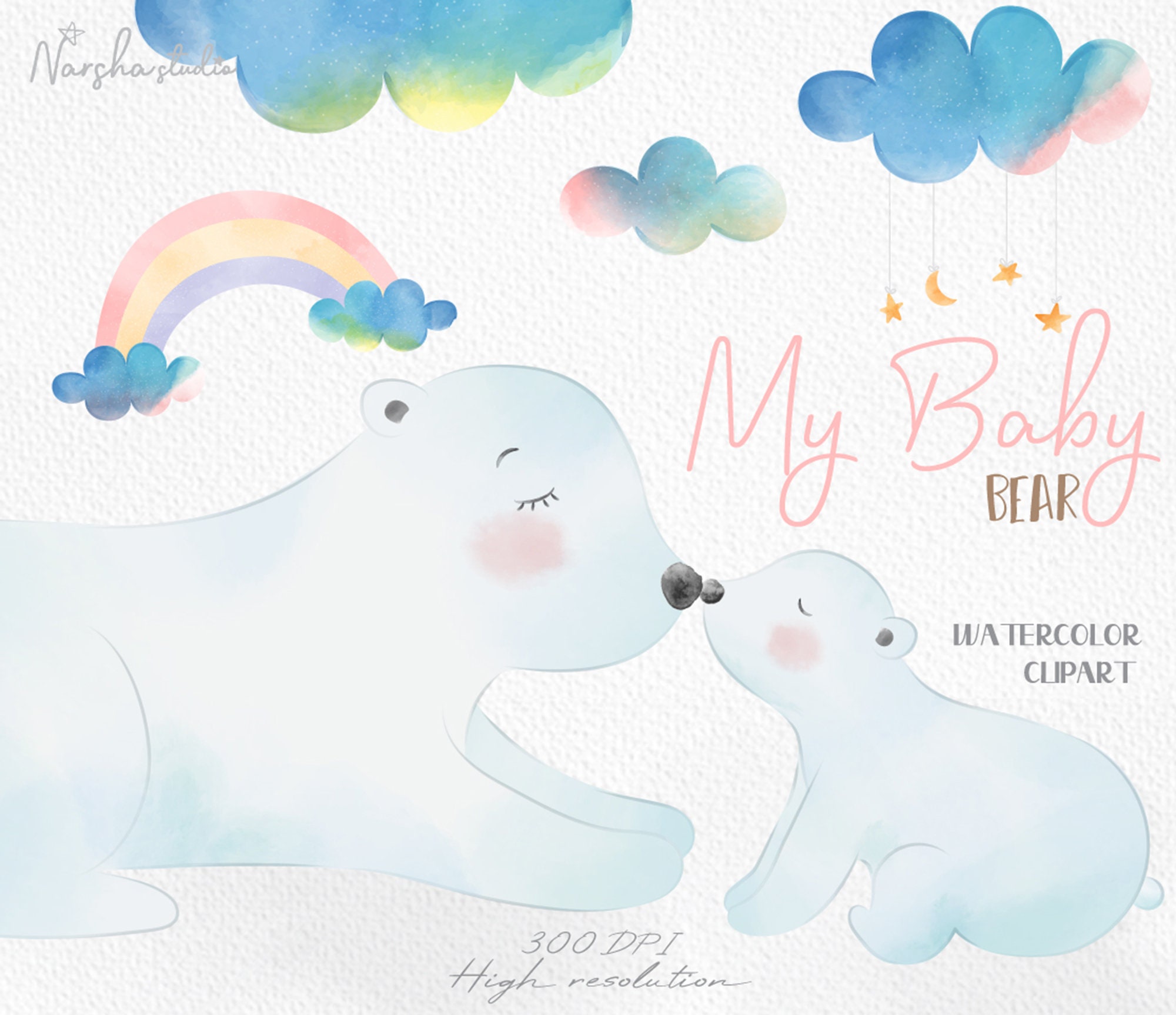 Baby Bear Watercolor Clipart/polar Bear/bear/baby Bear | Etsy