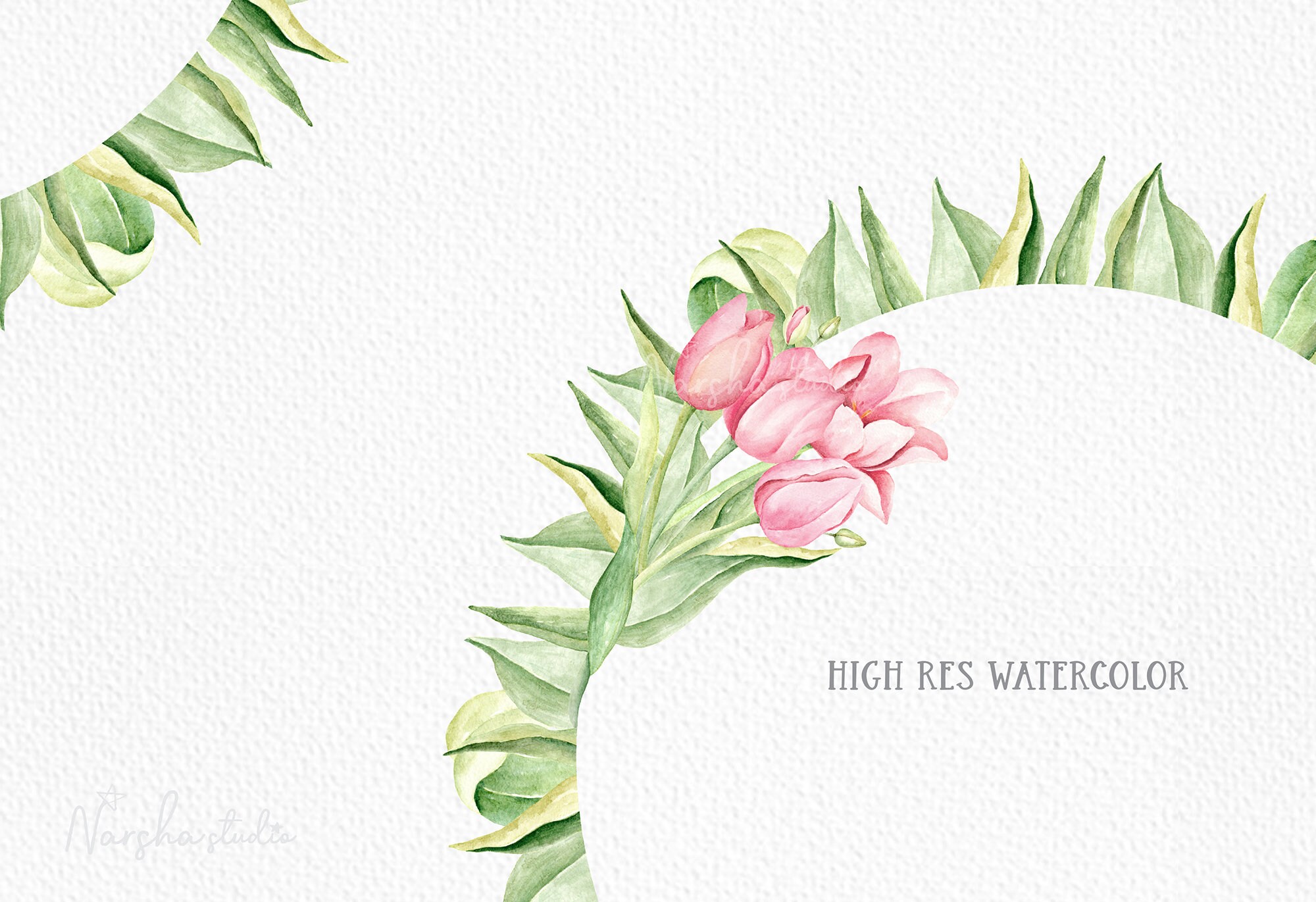 Watercolor Spring Flowers Frames Clip Art Watercolor Greenery | Etsy