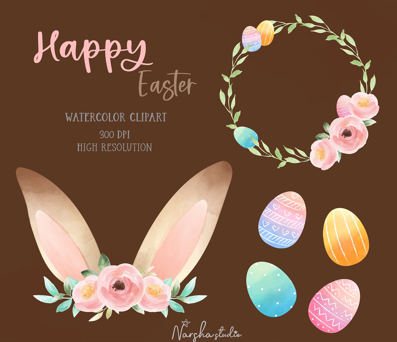 Happy Easter Watercolor Clip Art/ Happy Easter Png/ Easter Egg - Etsy