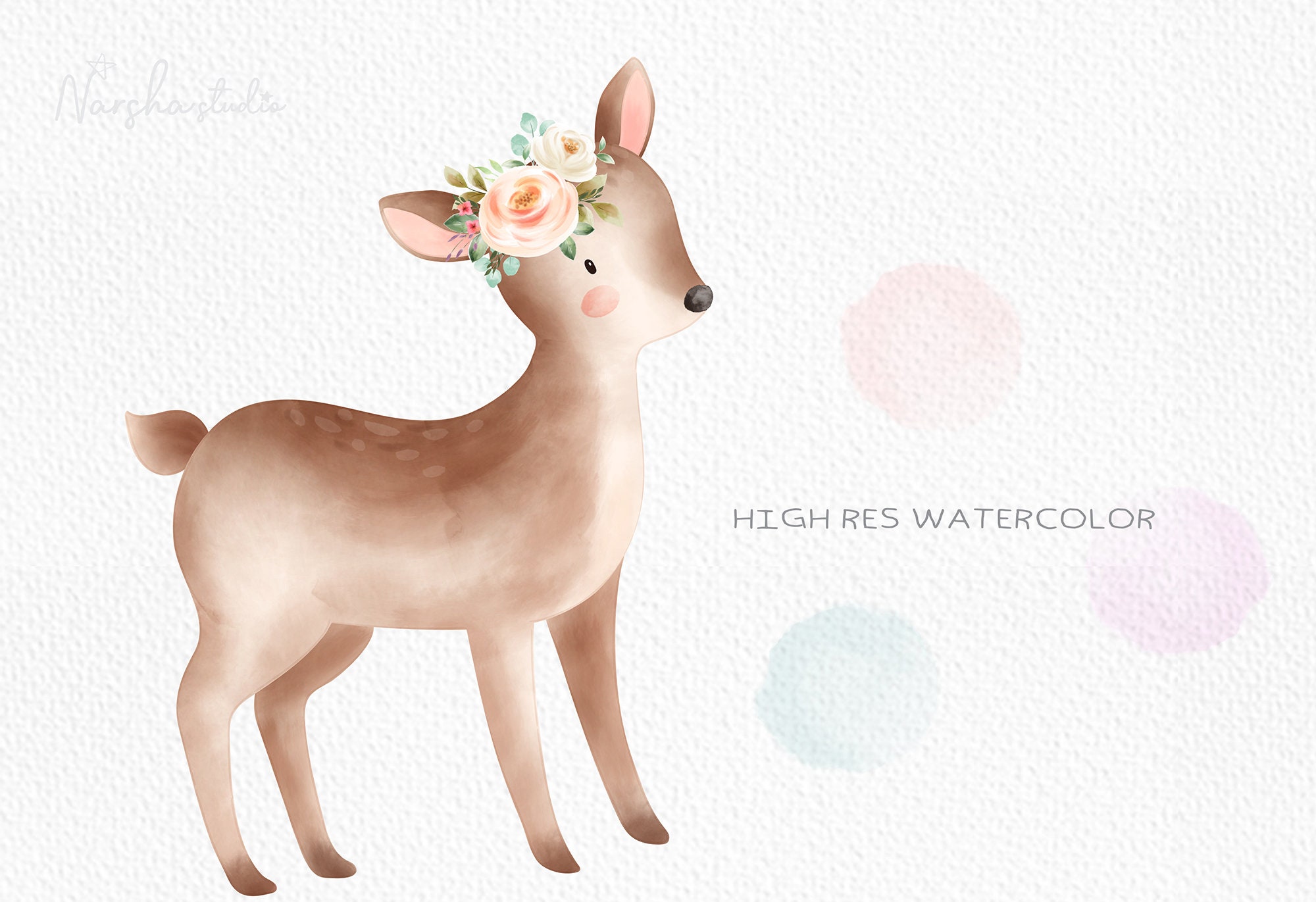 Lovely Deer Watercolor Clip Art/ Deer Watercolor/ Baby Deer | Etsy