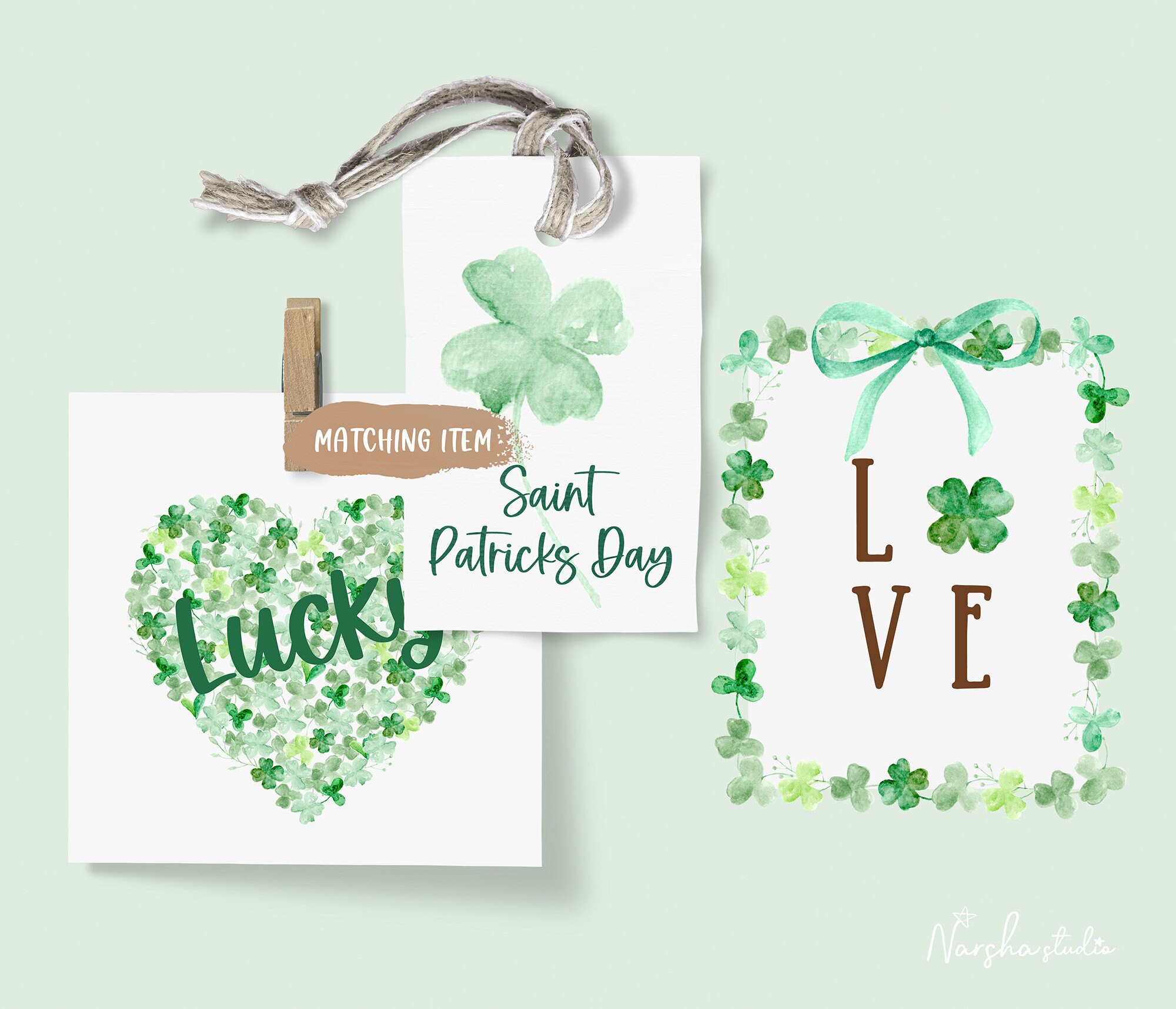 Watercolor Clover Wreaths & Frames St. Patricks Day Clipart - Etsy