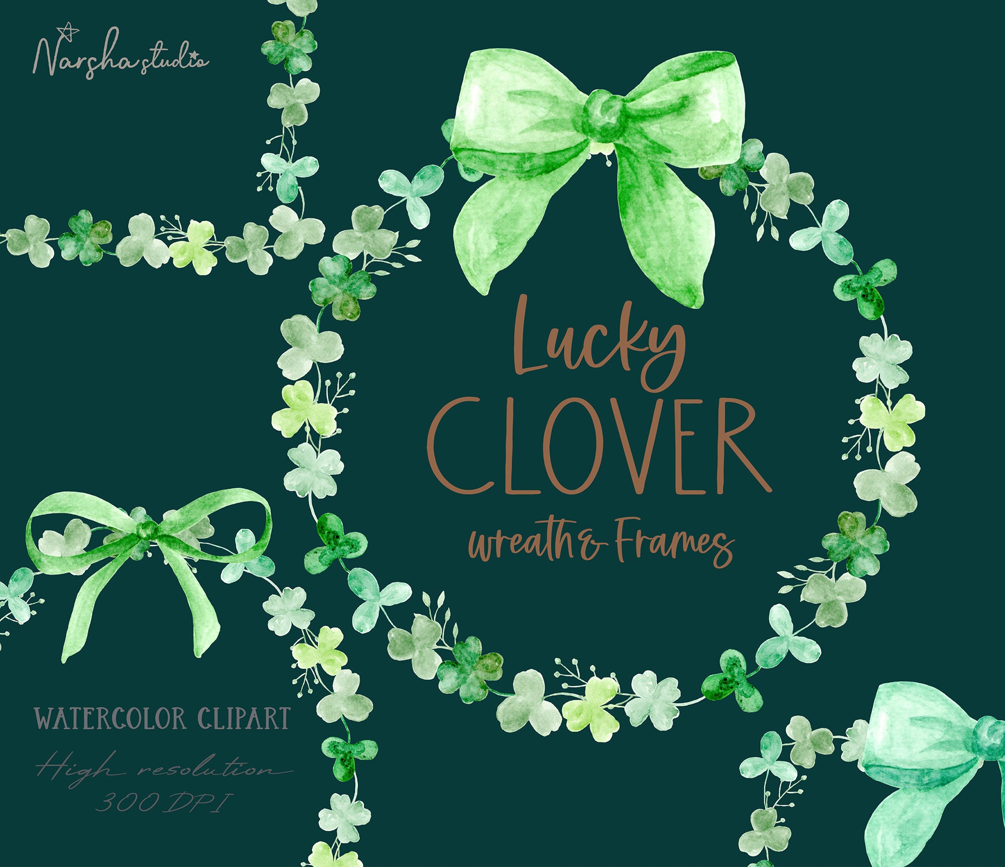 Watercolor Clover Wreaths & Frames St. Patricks Day Clipart - Etsy