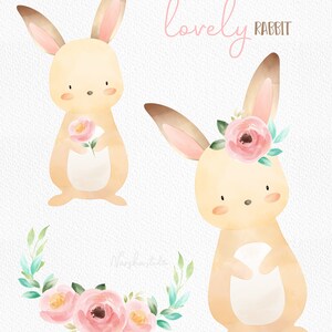 Rabbit Watercolor Clip Art/ Easter Bunny/ Easter Printable/ Baby Bunny ...
