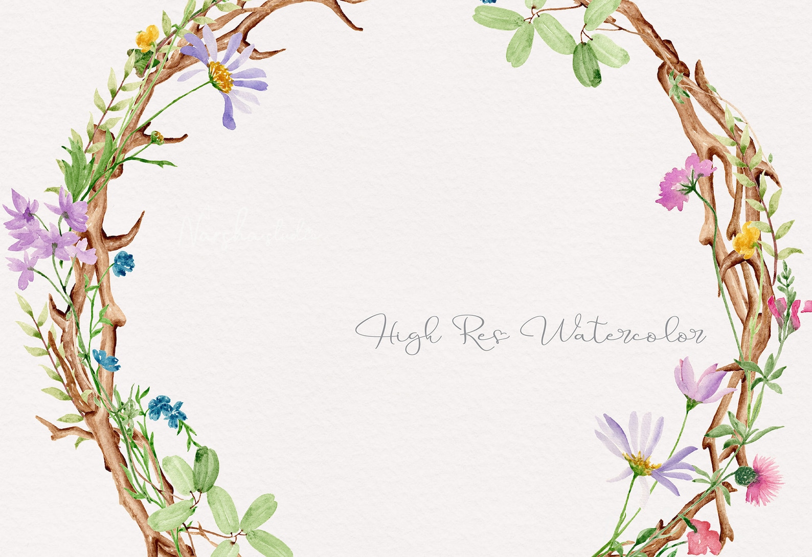 Watercolor Wreath Clipart Boho Wreath Png Flower Wreath Png | Etsy