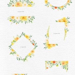 Watercolor Yellow Rose Clipart Floral Frame Clipart Flower Frame Png ...
