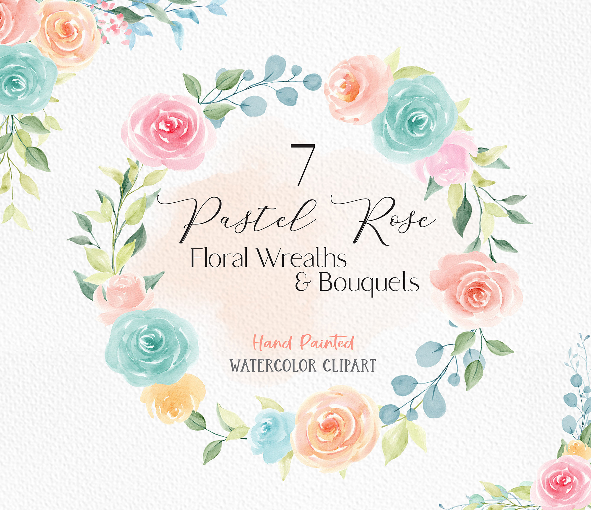 Mint Flowers Clipart Rose Flower Wreath Png Wreath Frame | Etsy