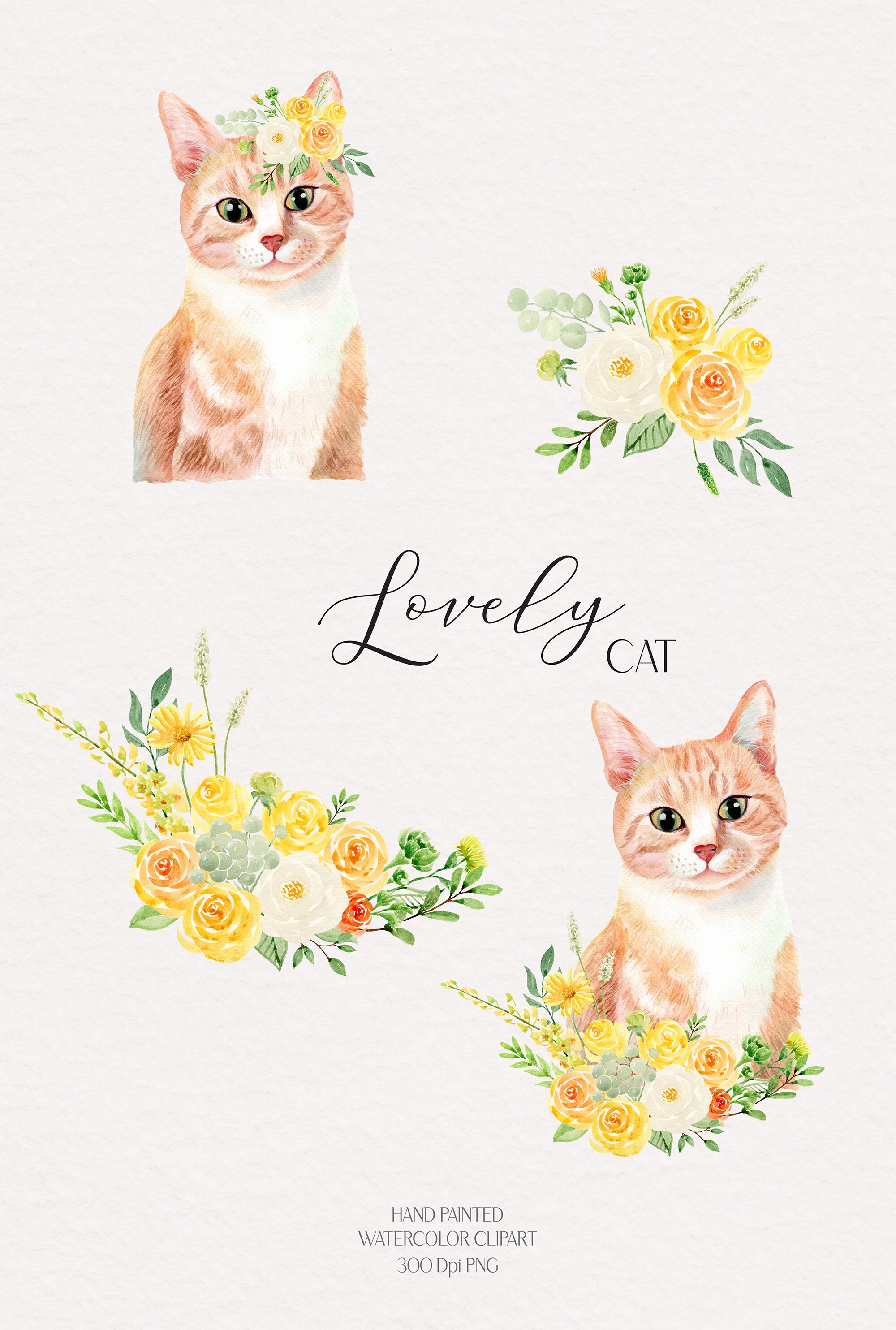 Watercolor Cat Clipart Cat Png Kitten Clipart Pet Clipart Cat - Etsy
