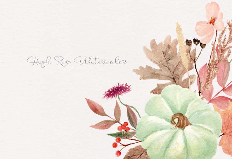 Watercolor Fall Clipart Autumn Clipart Pumpkin Clipart - Etsy