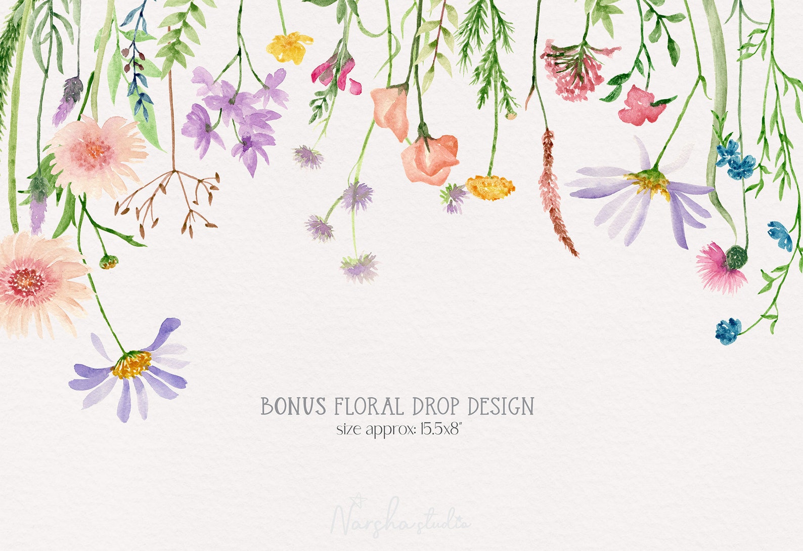 Watercolor Wildflower Clipart Boho Floral Clipart Wildflower - Etsy