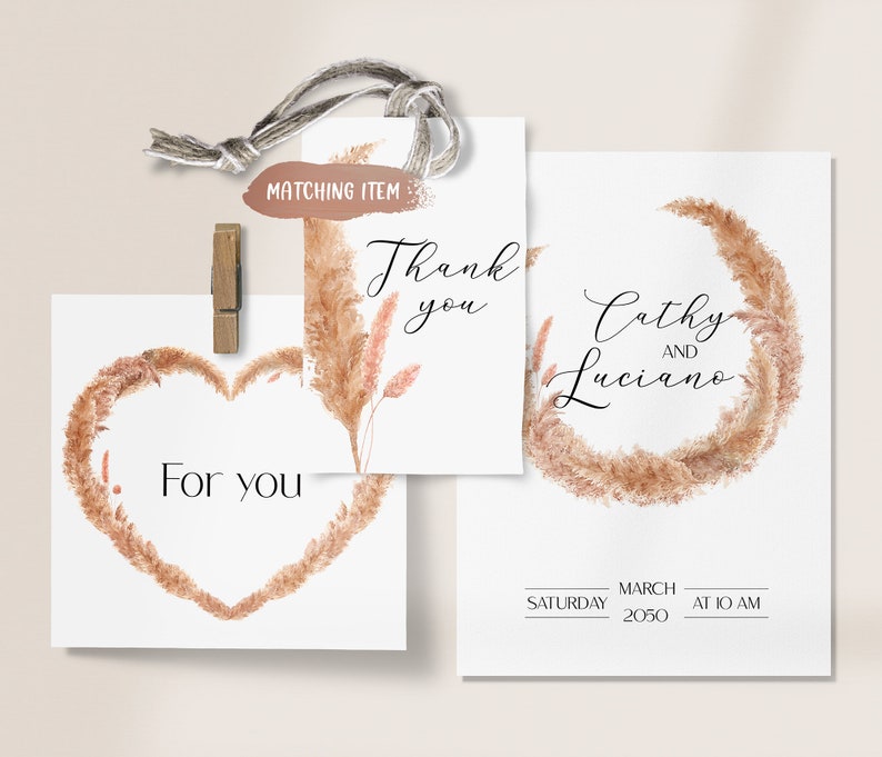 Dried Pampas Grass Frames Watercolor Clip Art. Boho Wedding - Etsy