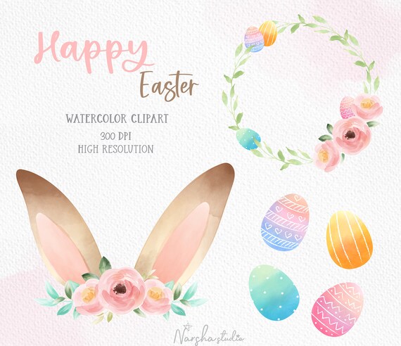 Happy Easter Watercolor Clip Art/ Happy Easter Png/ Easter Egg | Etsy