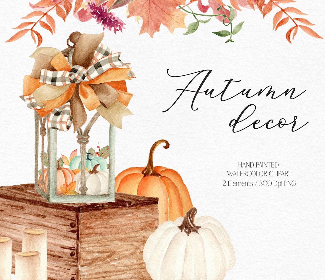 Watercolor Autumn Decor Clipart Thanksgiving Decor Fall Leaves - Etsy