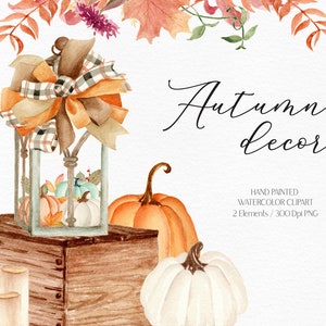 Watercolor Autumn Decor Clipart Thanksgiving Decor Fall Leaves ...