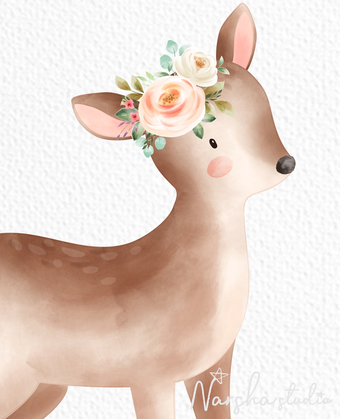Lovely Deer Watercolor Clip Art/ Deer Watercolor/ Baby Deer Art/ Deer ...