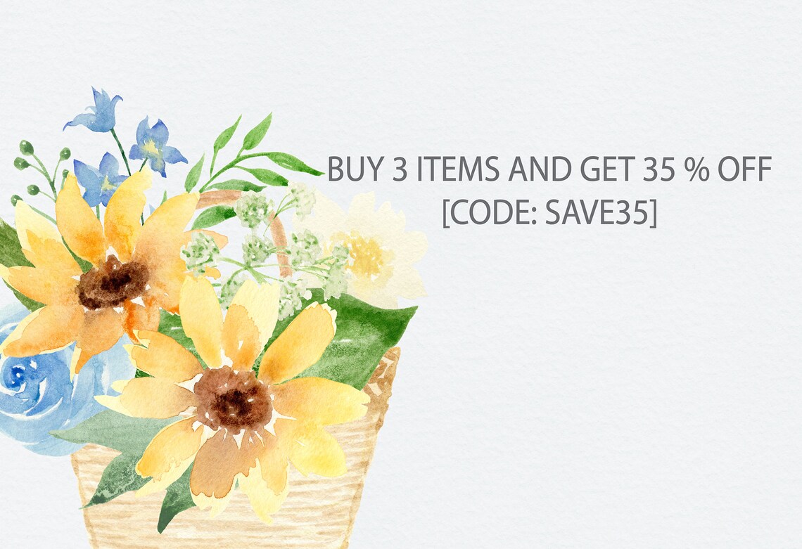 Sunflower Clipart Sunflower Watercolor Sunflower Frame Floral - Etsy