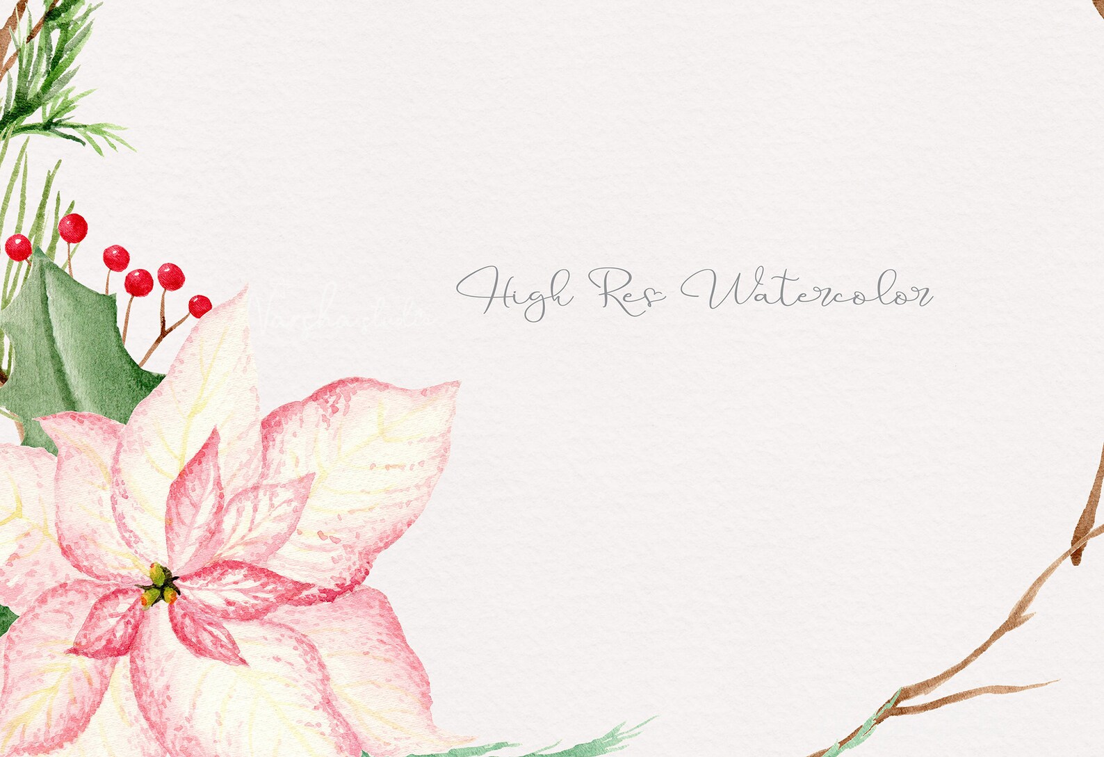 Watercolor Christmas Wreaths Clipart Winter Clipart Christmas - Etsy