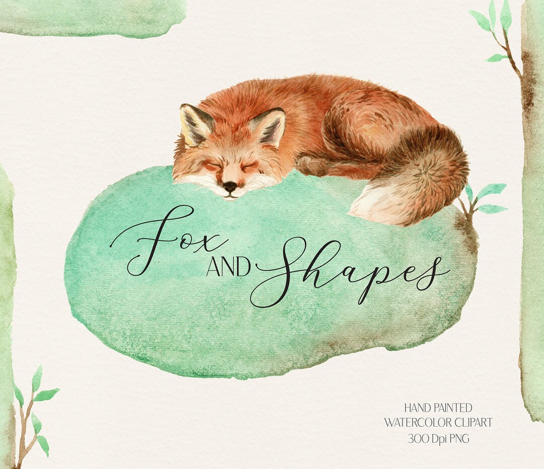 Watercolor Fox Clipart Woodland Clipart Animal Clipart Watercolor Fox ...