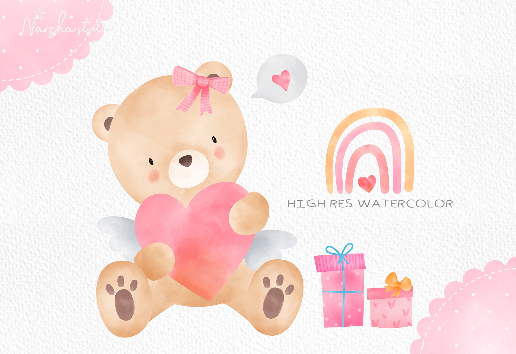 Sweet Teddy Bear Watercolor Clip Art/ Teddy Bears/ Cute - Etsy