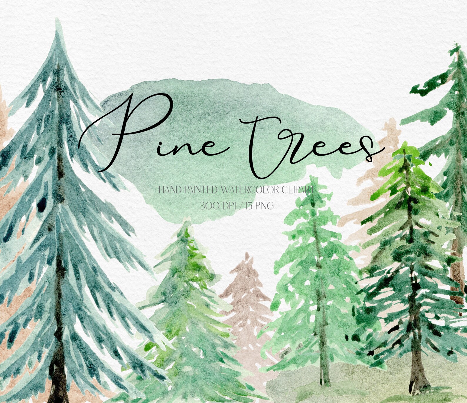 Watercolor Pine Tree Clipart Pine Tree Art Pine Tree Digital | Etsy