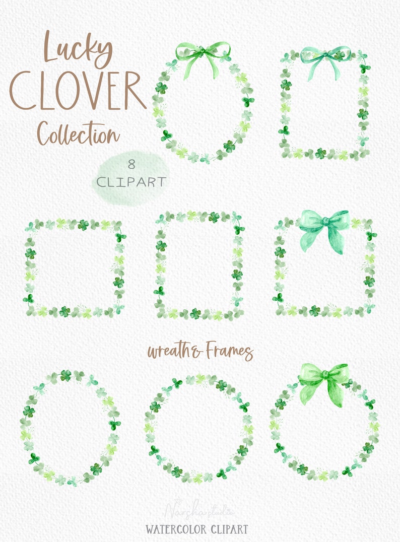 Watercolor St Patricks Day Clipart/ Clover Heart Png/ Clover | Etsy