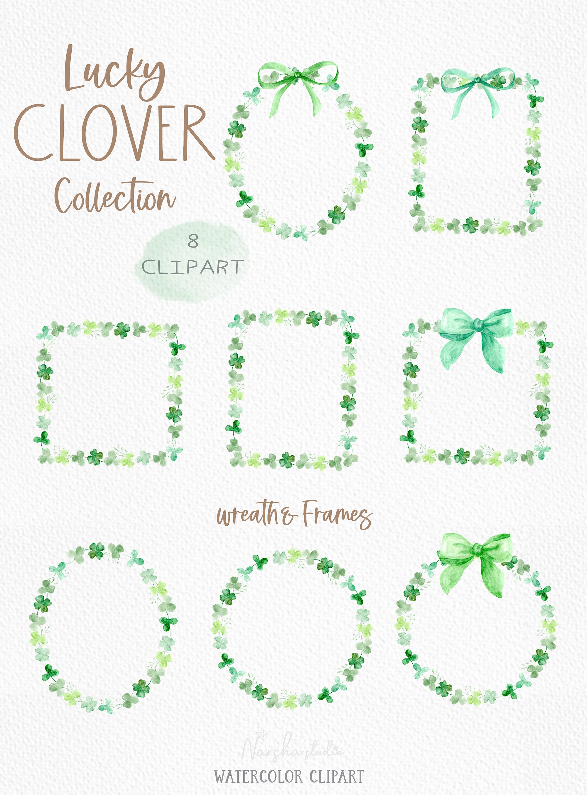 Watercolor St Patricks Day Clipart/ Clover Heart Png/ Clover Clipart ...