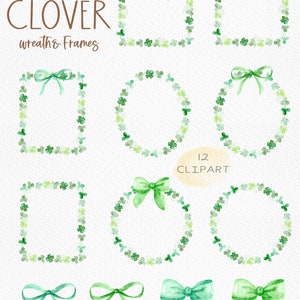 Watercolor Clover Wreaths & Frames St. Patricks Day Clipart Set / St ...