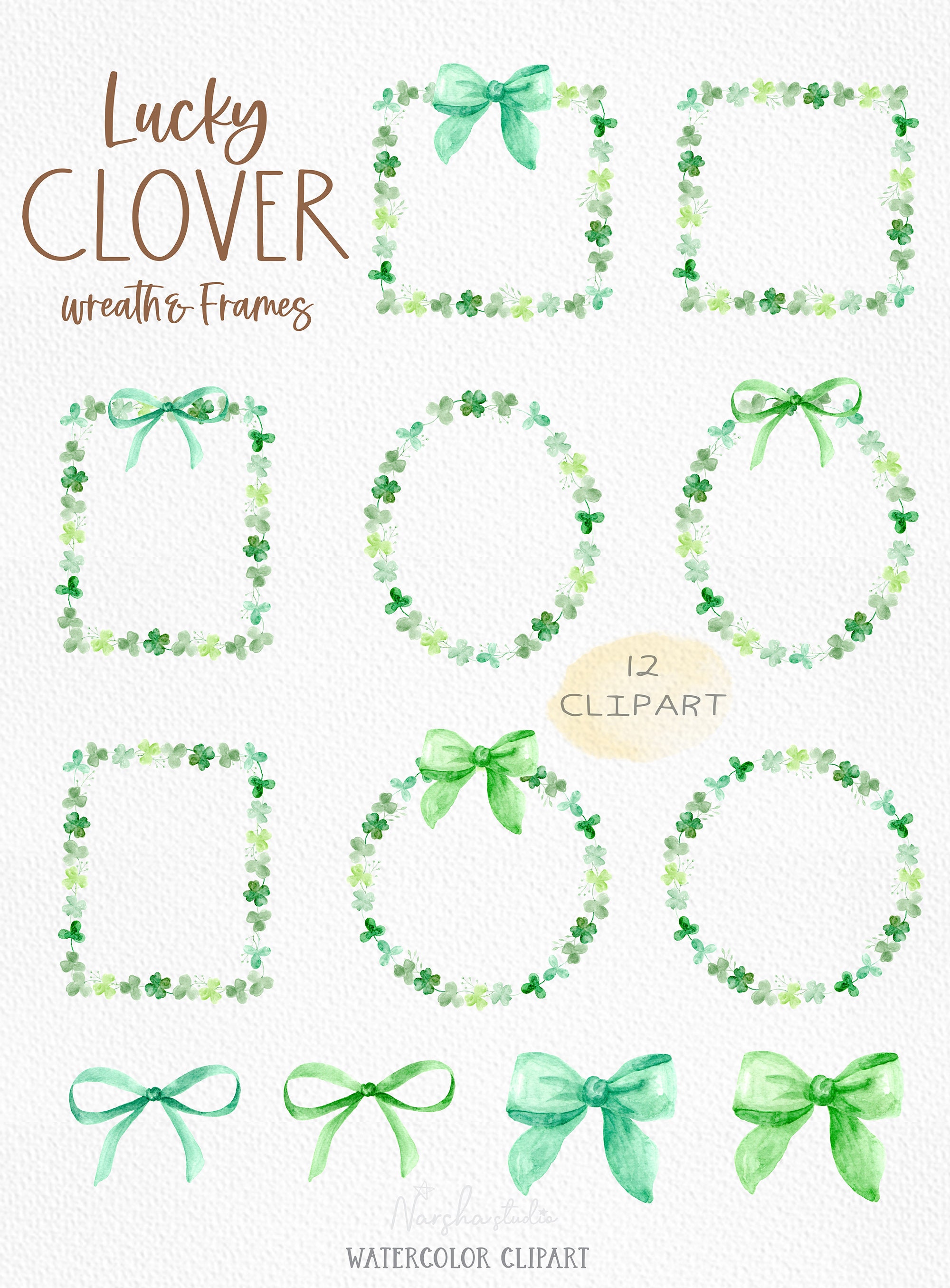 Watercolor Clover Wreaths & Frames St. Patricks Day Clipart - Etsy