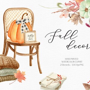Watercolor Autumn Decor Clipart Thanksgiving Decor Fall Leaves ...
