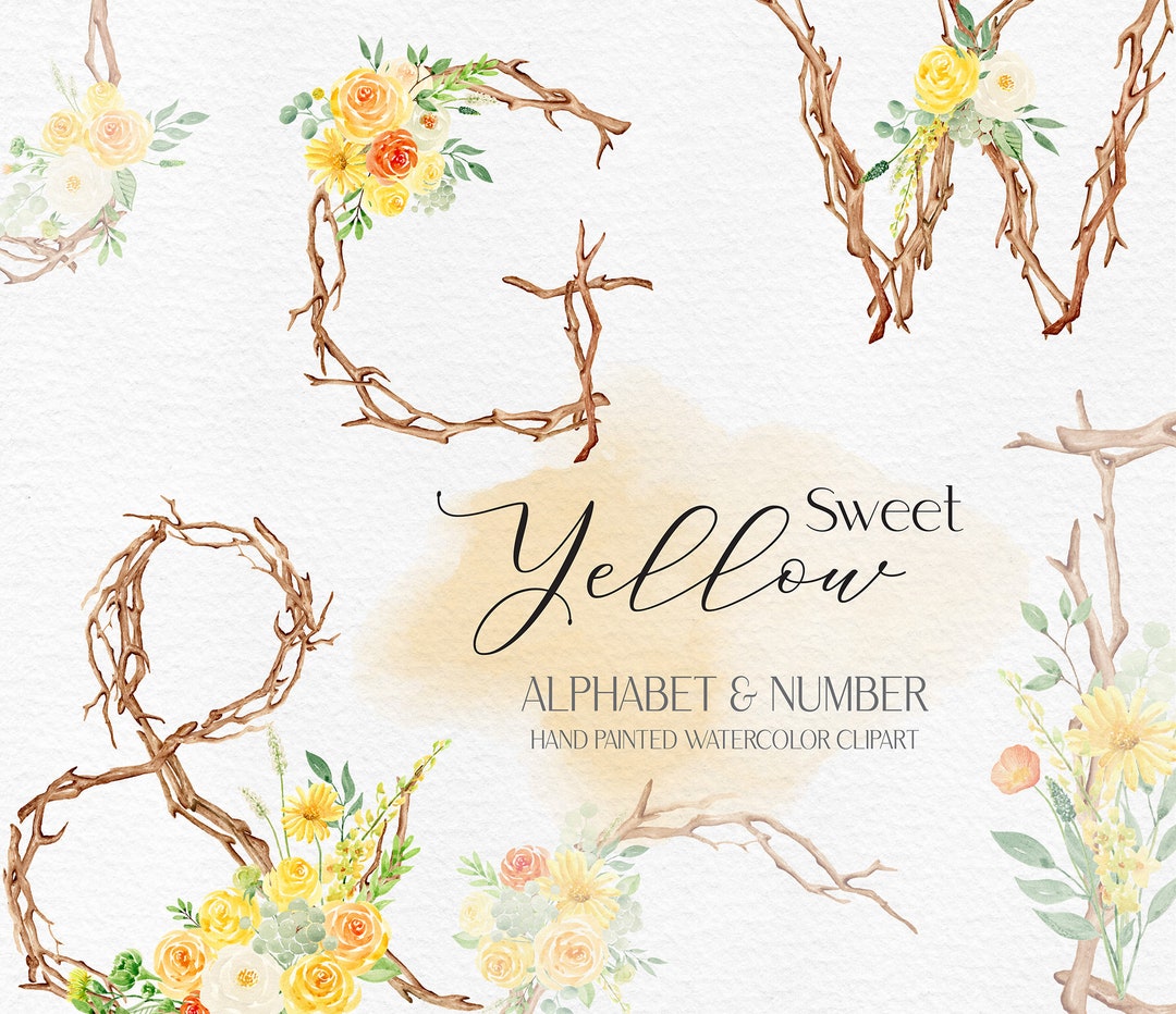 Watercolor Alphabet Floral Clipart Wooden Alphabet PNG Floral Numbers ...
