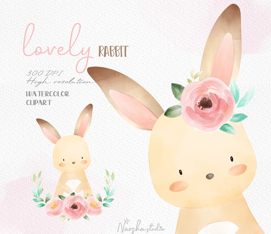 Rabbit Watercolor Clip Art/ Easter Bunny/ Easter Printable/ Baby Bunny ...