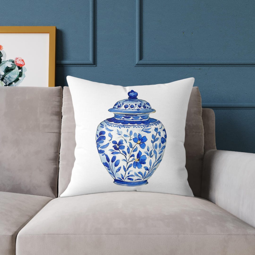 Blue and White Chinoiserie Throw Pillow, Blue and White Throw Pillow ...