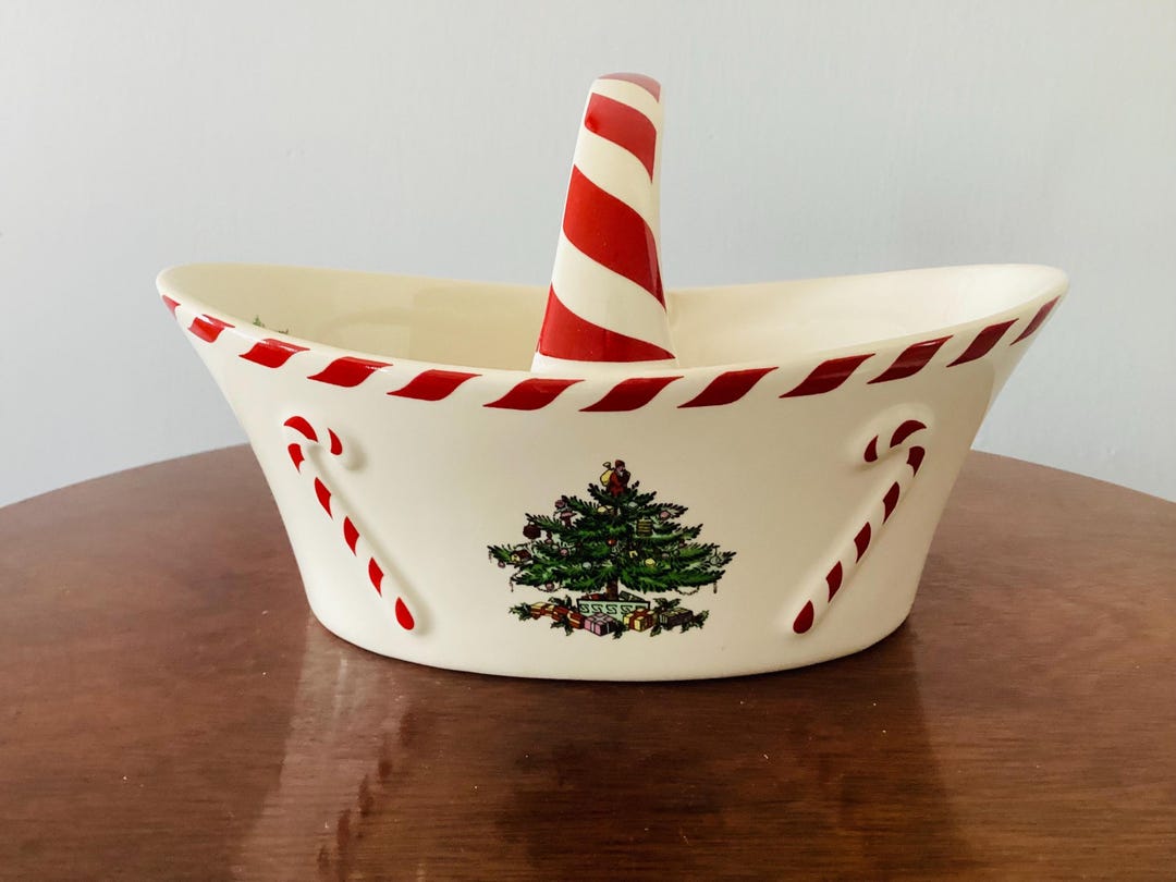 Spode Christmas Tree Basket With a Peppermint Handle, Spode Christmas ...