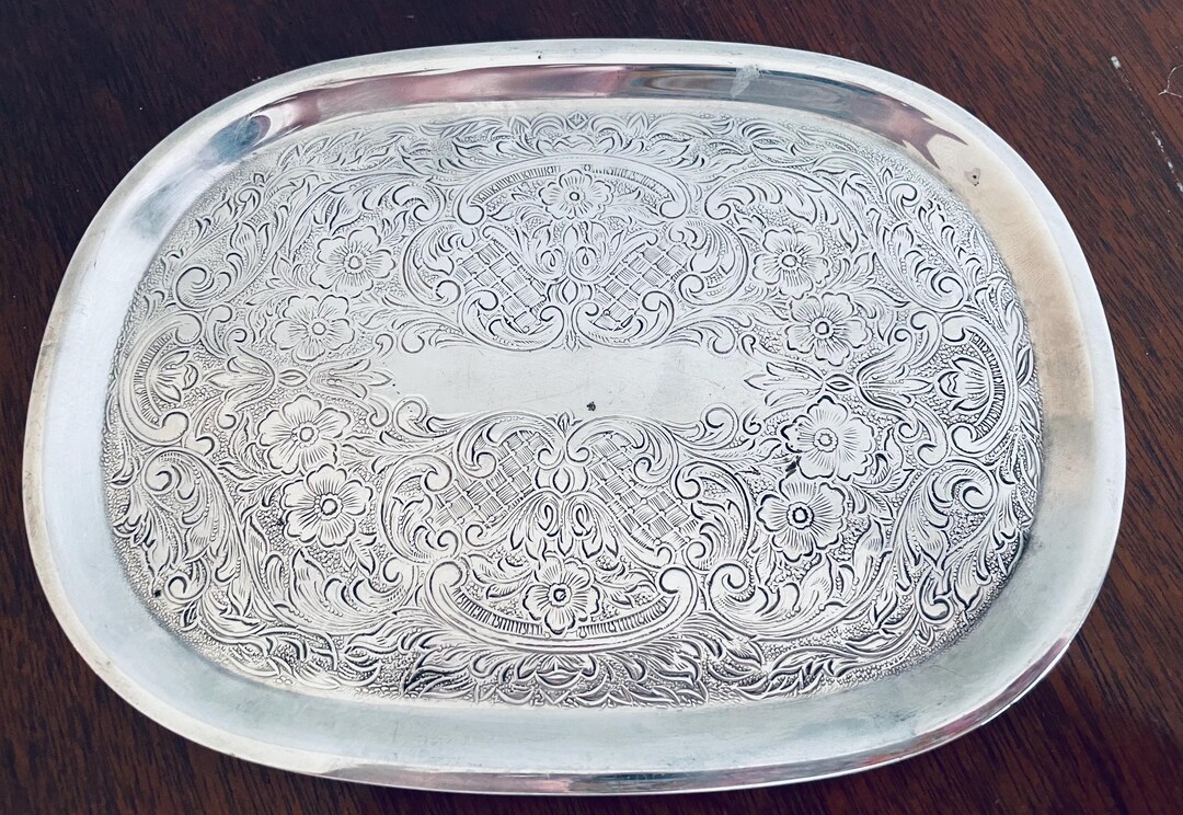 Small Vintage Silver Plate Tray, 8in Silver Plate Tray, Decorative ...