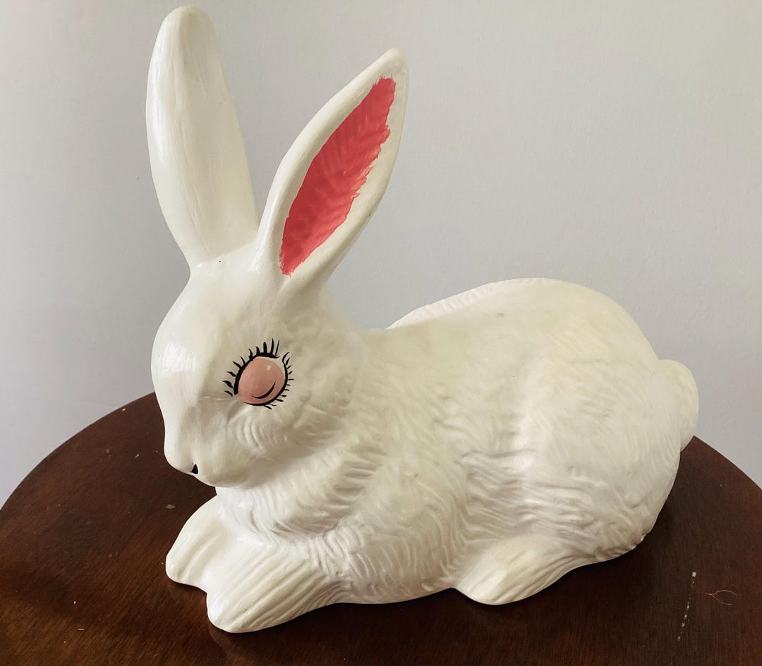 Vintage White Ceramic Bunny, Vintage Bunny, Easter Decor, Bunny Rabbit ...