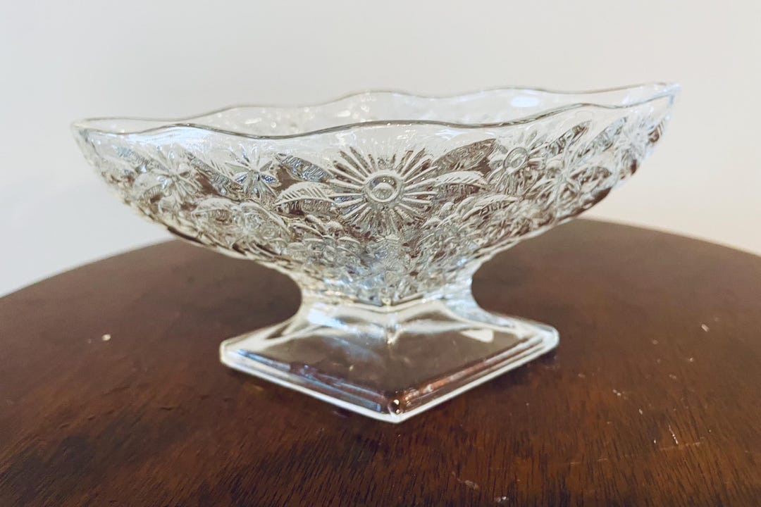 Vintage Indiana Glass Pineapple Floral Compote Dish , Indiana Glass ...