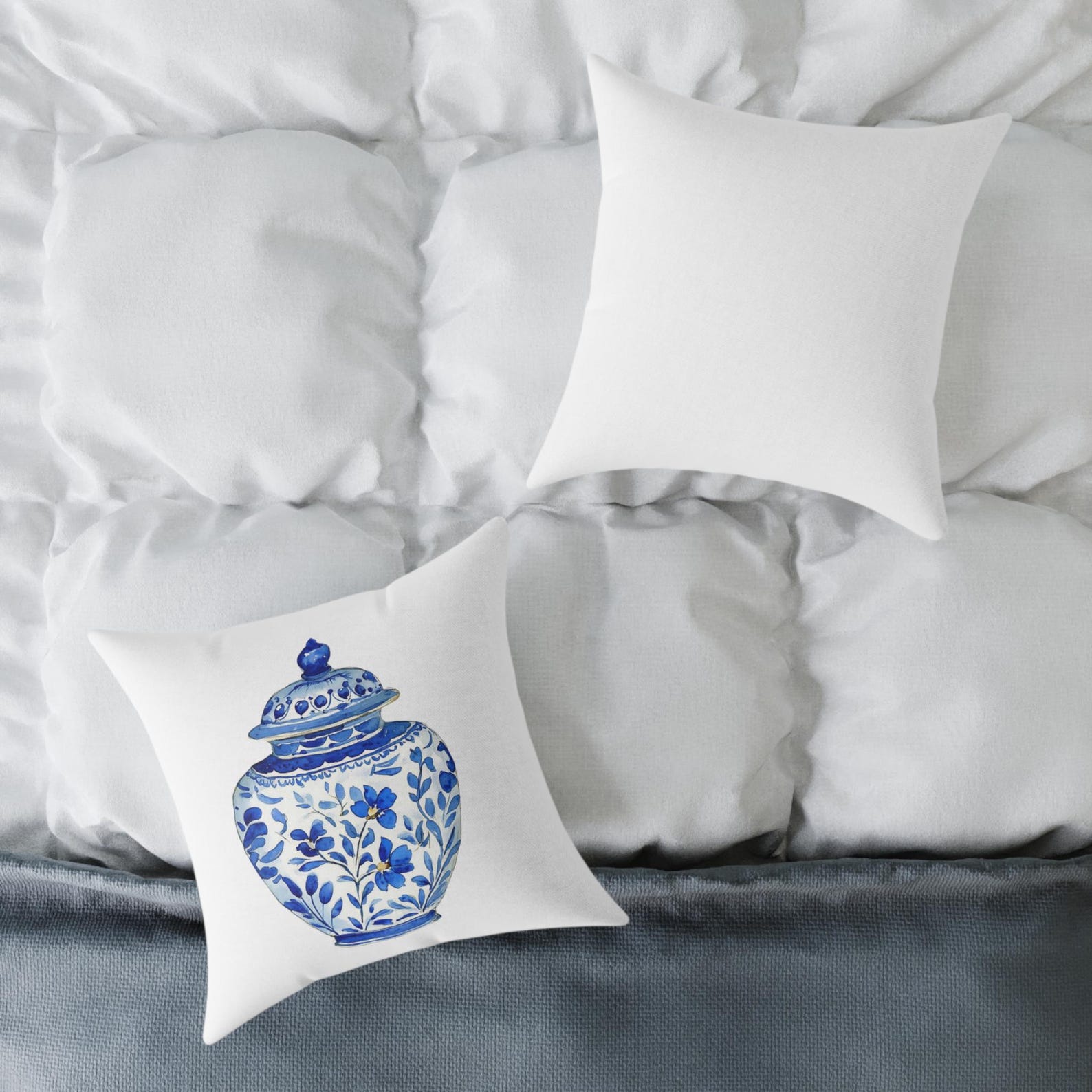 Blue and White Chinoiserie Throw Pillow, Blue and White Throw Pillow ...